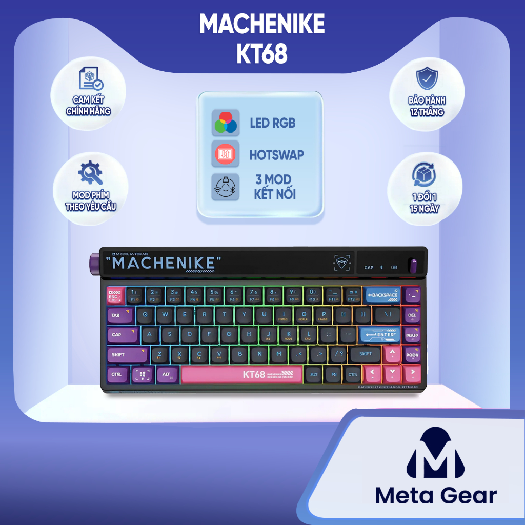 [CHÍNH HÃNG] Bàn phím cơ Mechanike KT68 - Bàn phím Bluetooth, Led RGB ...