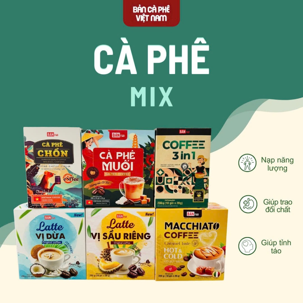 [COMBO MIX VỊ] Cà Phê Thơm Ngon Đậm Vị, Dễ Pha Chế, Tiện Lợi, Mix 6 Vị ...