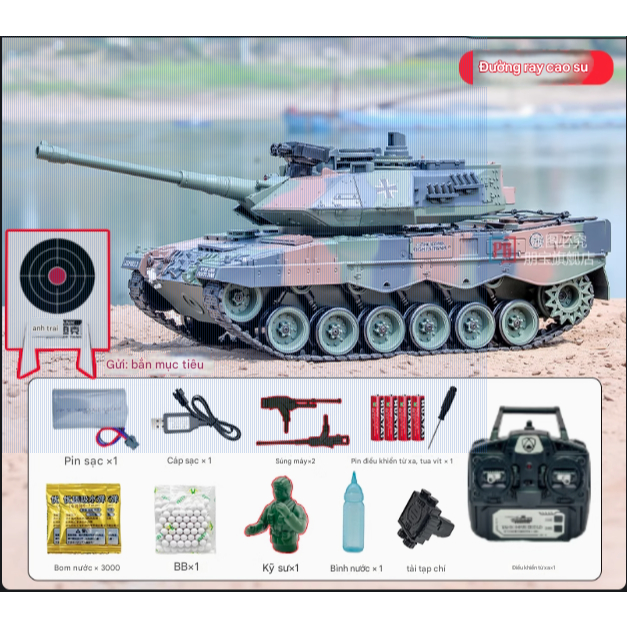 Xe tank Leopard 2A6 Germany điều khiển từ xa, đạn gel tỉ lệ 1:18 46cm ...