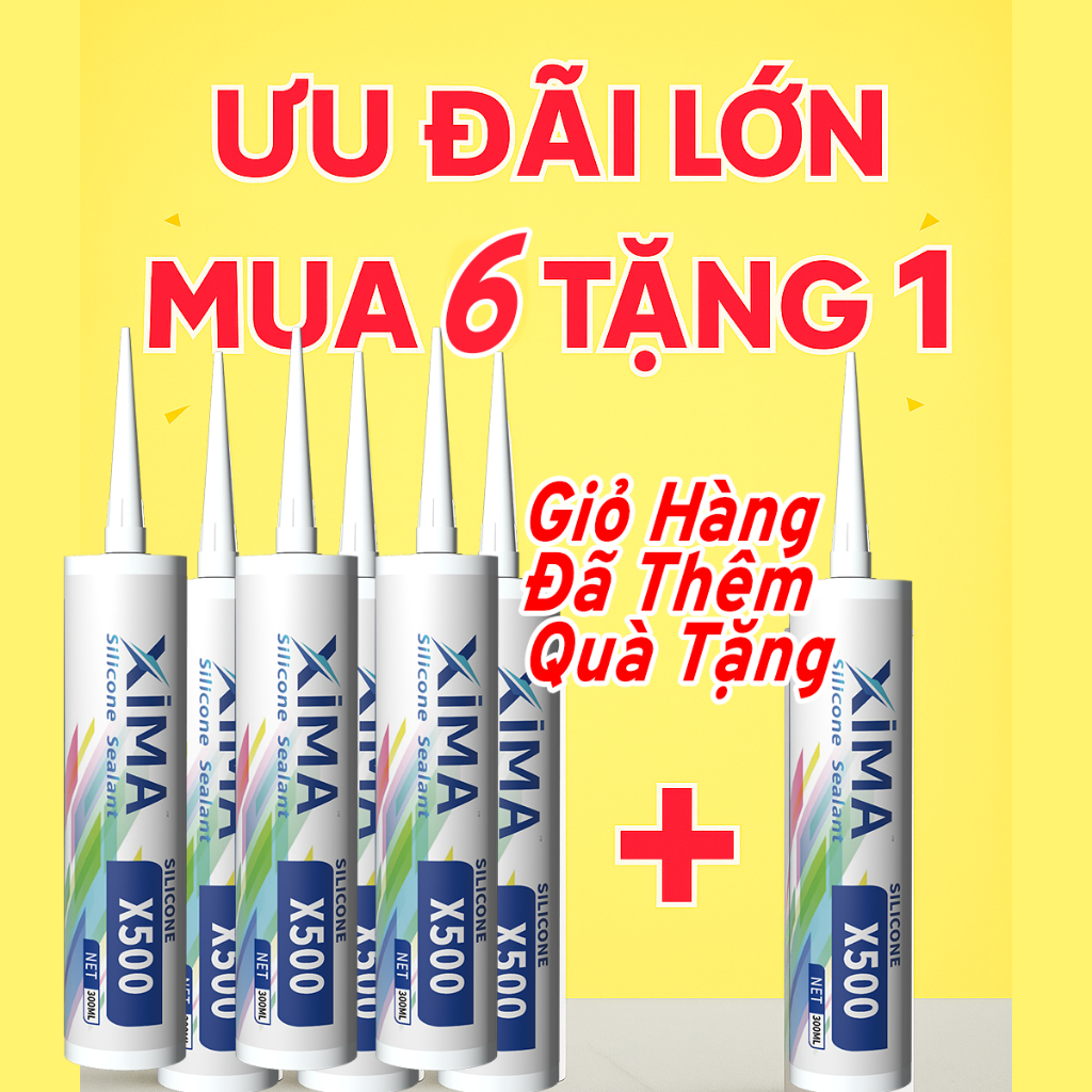 Keo Silicone X500 - 6 Chai - Chống Thấm, Keo Dán Kính, Cửa Nhôm, Nhựa ...