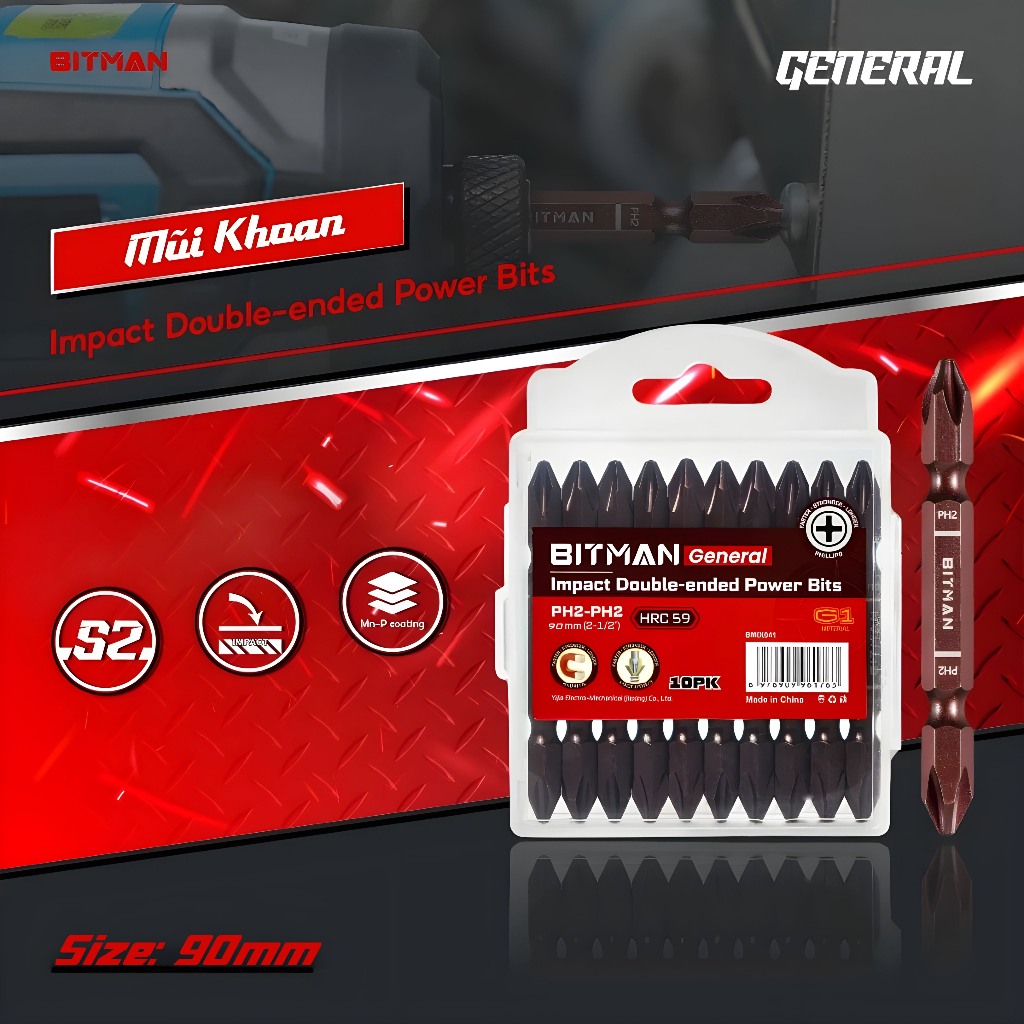Mũi Khoan Bitman 2 Đầu 90mm bản thường – Tháo Lắp Nhanh, Dùng Cho Máy Khoan & Bắt Vít | Shopee ...