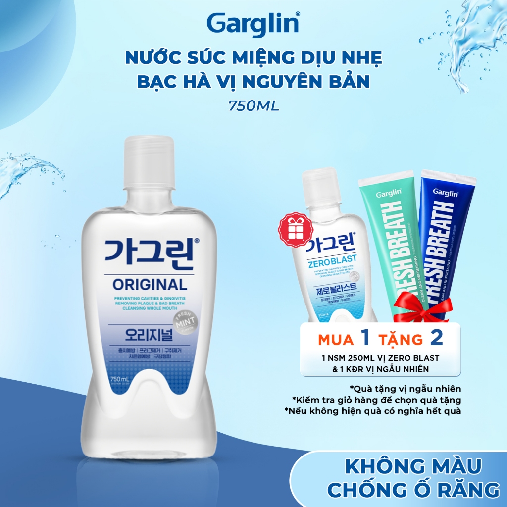 Nước súc miệng chăm sóc toàn diện vị bạc hà nguyên bản Garglin Original có cồn chai 750ml ...
