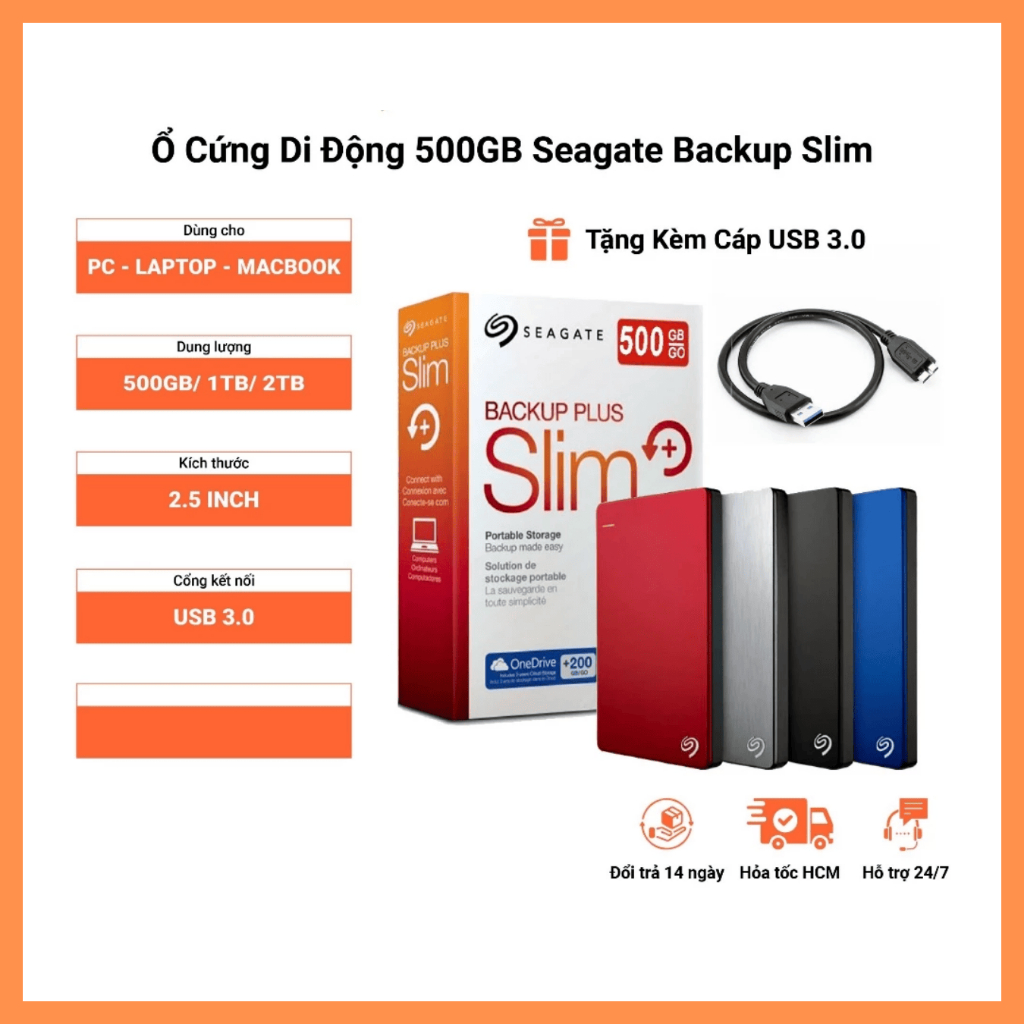 {kho Tổng HDD pc } Ổ Cứng Di Động Seagate 500GB BackUp Plus Slim 2.5 ...