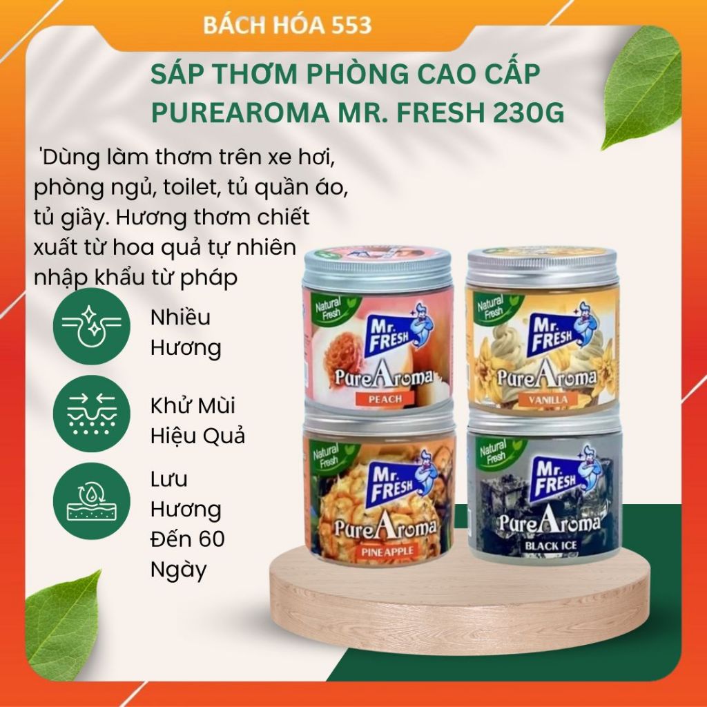 Sáp Thơm Phòng Cao Cấp PureAroma Mr. Fresh 230G (10 Hương) | Shopee Việt Nam