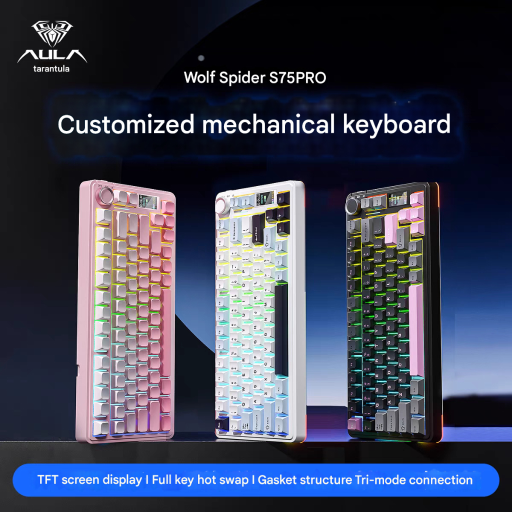 Bàn Phím Cơ Aula S75 Pro | 3 Modes | Màn Hình | Núm Xoay | Led RGB | Shopee Việt Nam