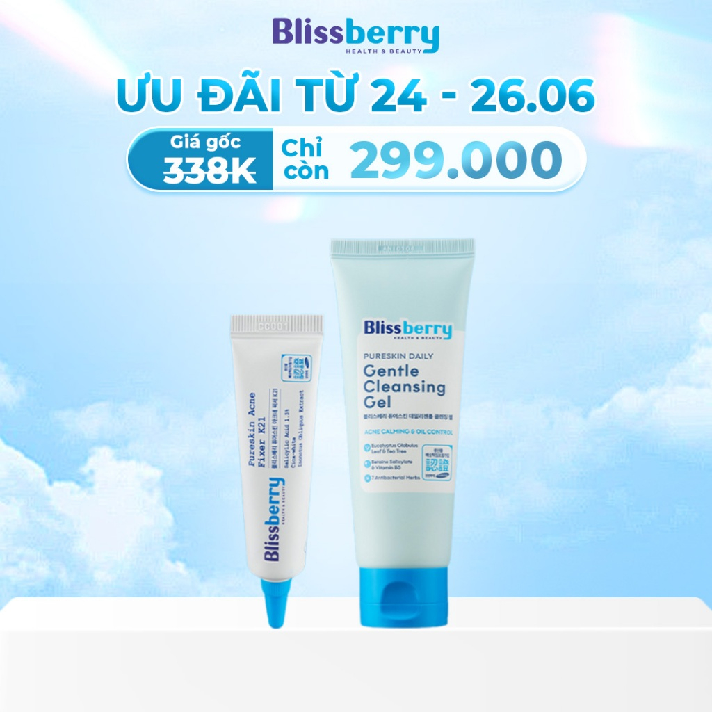 Combo Gel Giảm Mụn, Mờ Thâm, Gom Còi Mụn Blissberry Pureskin Acne Fixer ...
