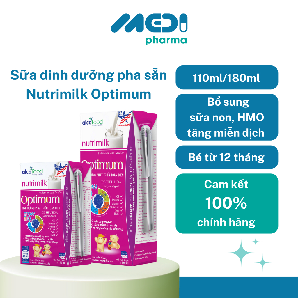 [HSD 3/2026] 1 lốc Sữa dinh dưỡng pha sẵn Nutrimilk Optimum cho trẻ từ ...