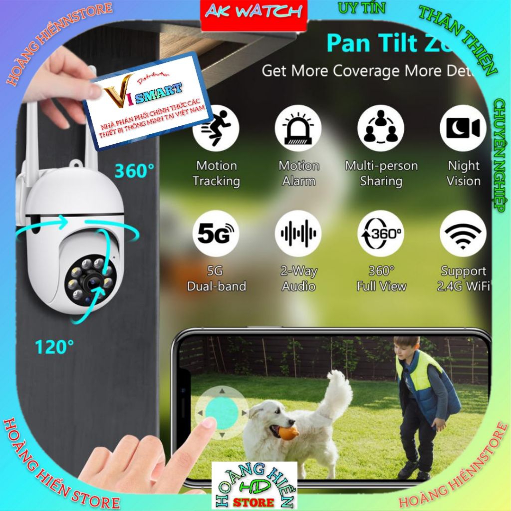 Camera ViSmart V360 Pro, có hồng ngoại và đèn led thông minh, kết nối ...