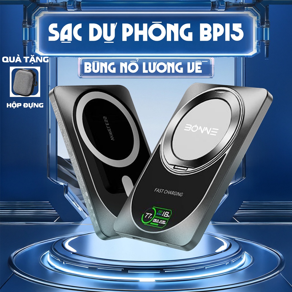 [ ĐỘC QUYỀN BONNE ] Sạc dự phòng BP15 chính hãng By Bonne Techlonogique 10 000mAh, Sạc Không dây ...
