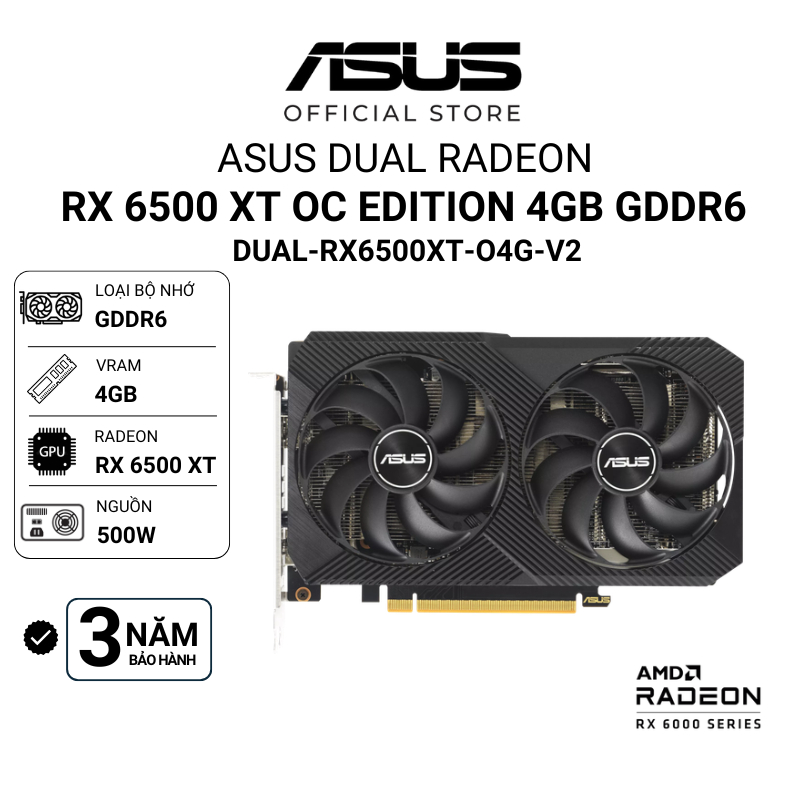 Card màn hình ASUS Dual Radeon RX 6500 XT V2 OC Edition 4GB GDDR6 ...