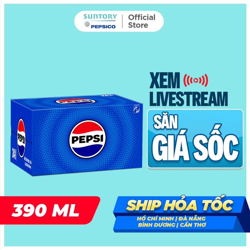 [LIVE] Thùng 24 Chai Nước Ngọt Có Gaz Pepsi (390ml/chai) | Shopee Việt Nam