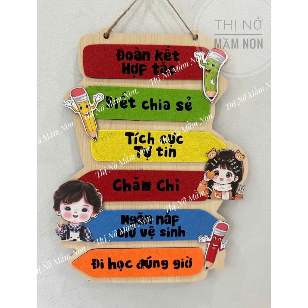 STEAM - Nội quy lớp học gỗ steam trang trí tranh góc Thị Nở Mầm Non ...