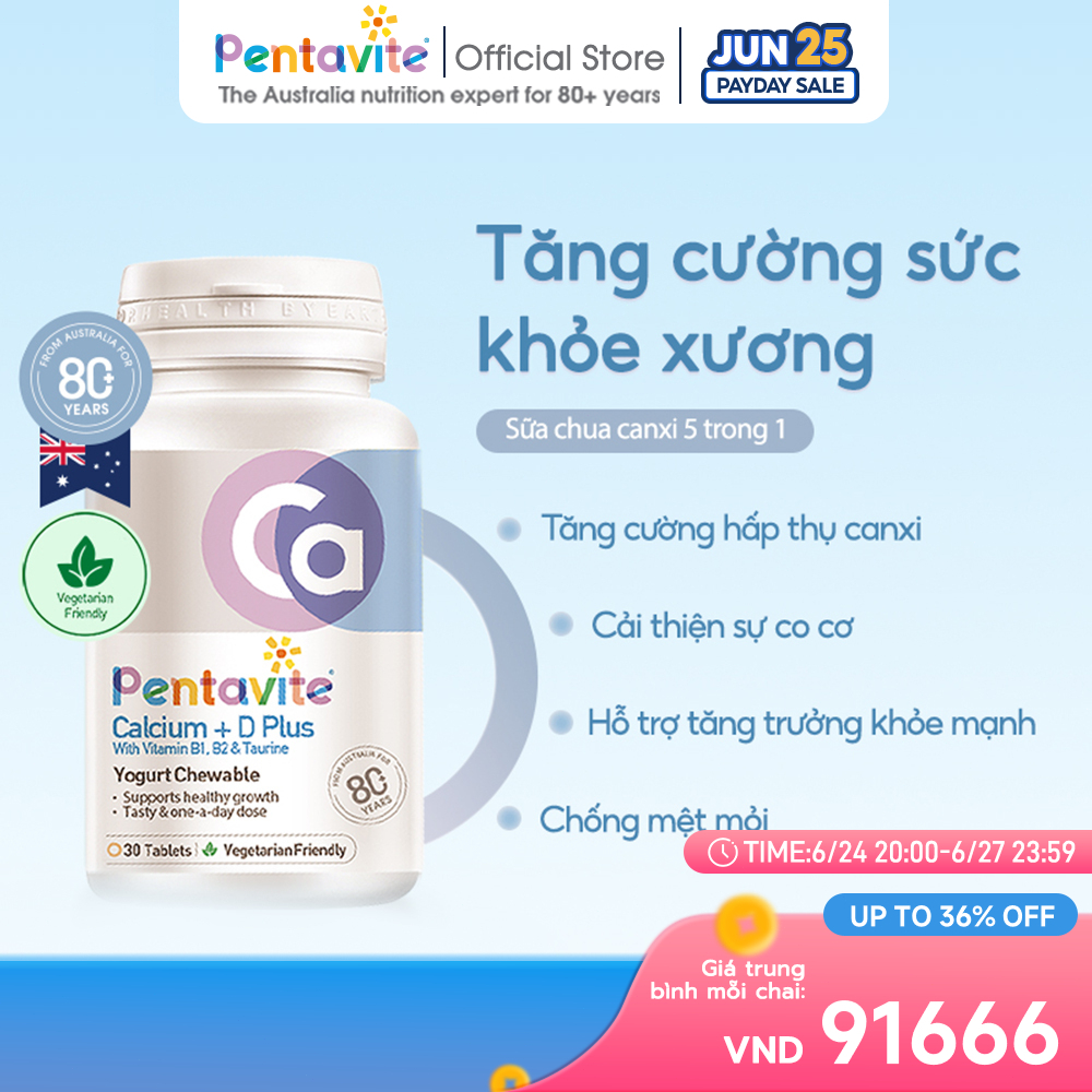 Pentavite Calcium+D Plus Yogurt Chewable Canxi Sữa Chua 5in1 Taurine ...