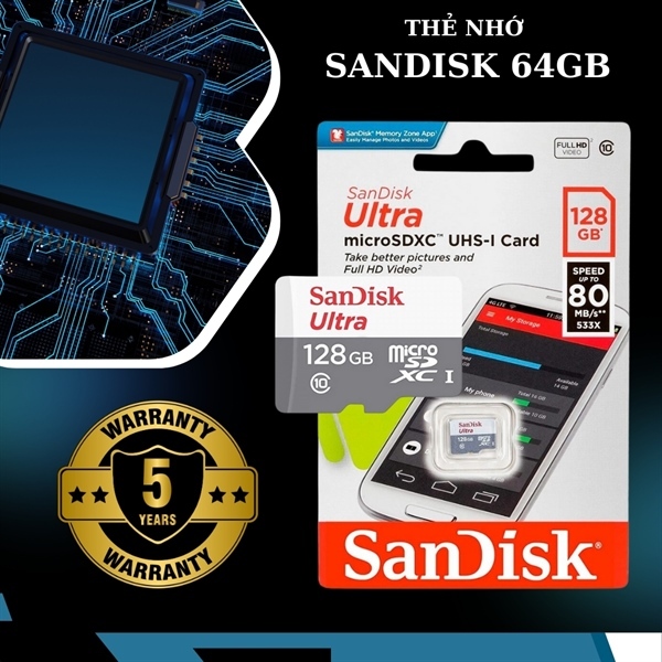 Thẻ Nhớ MicroSD Sandisk 64GB 128GB 256GB Lưu Trữ Ổn Định Cho Camera, Điện Thoại ONESTOP | Shopee ...