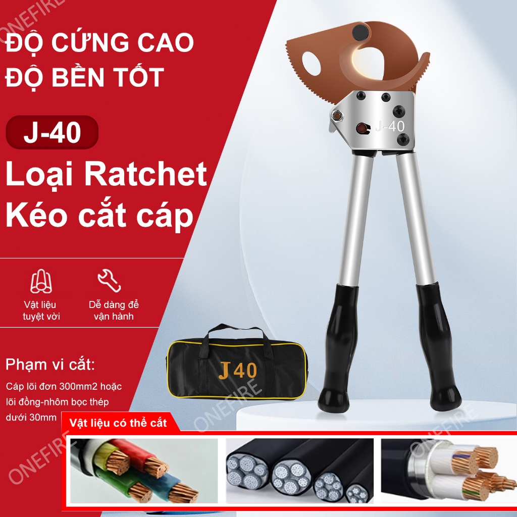 Kìm cắt cáp nhông J40 – Cắt cáp điện đồng, nhôm 300mm², Cáp cắt : cáp đồng, cáp nhôm, cáp nhiều ...