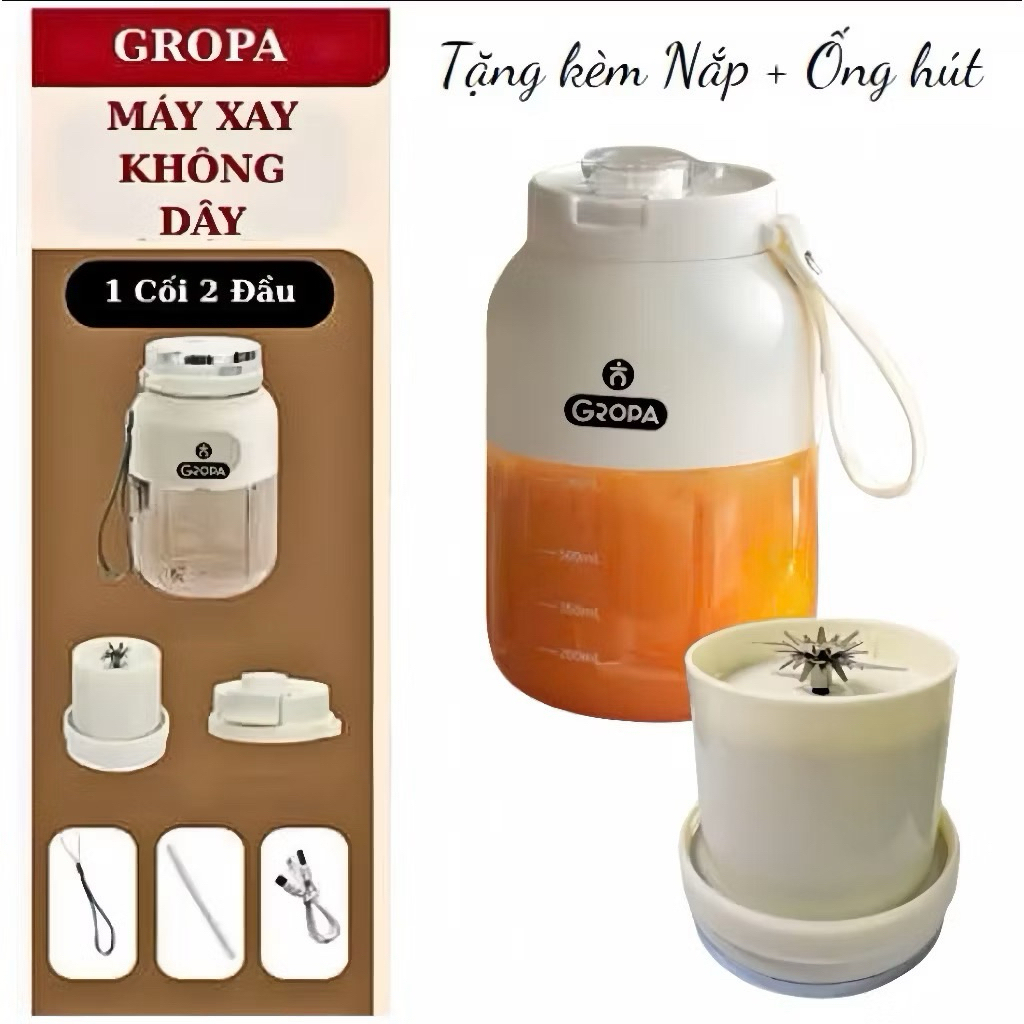 Máy Xay Sinh Tố Cầm Tay Mini GROPA Sạc Tích Điện, Nhỏ Gọn Dung Tích ...