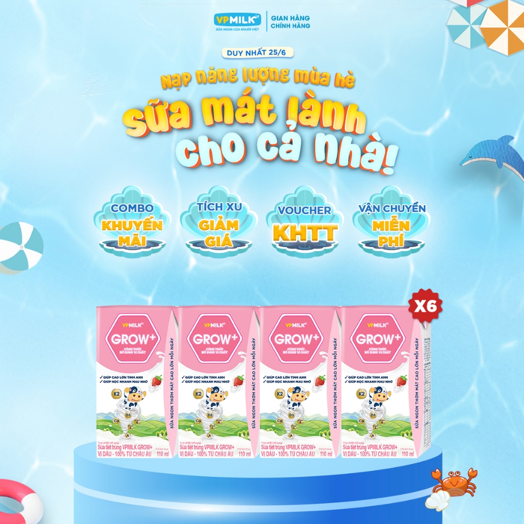 [HỎA TỐC GIAO TRONG 1H SAU KHI ĐẶT][Combo 6 lốc] Sữa Tiệt Trùng VPMilk ...
