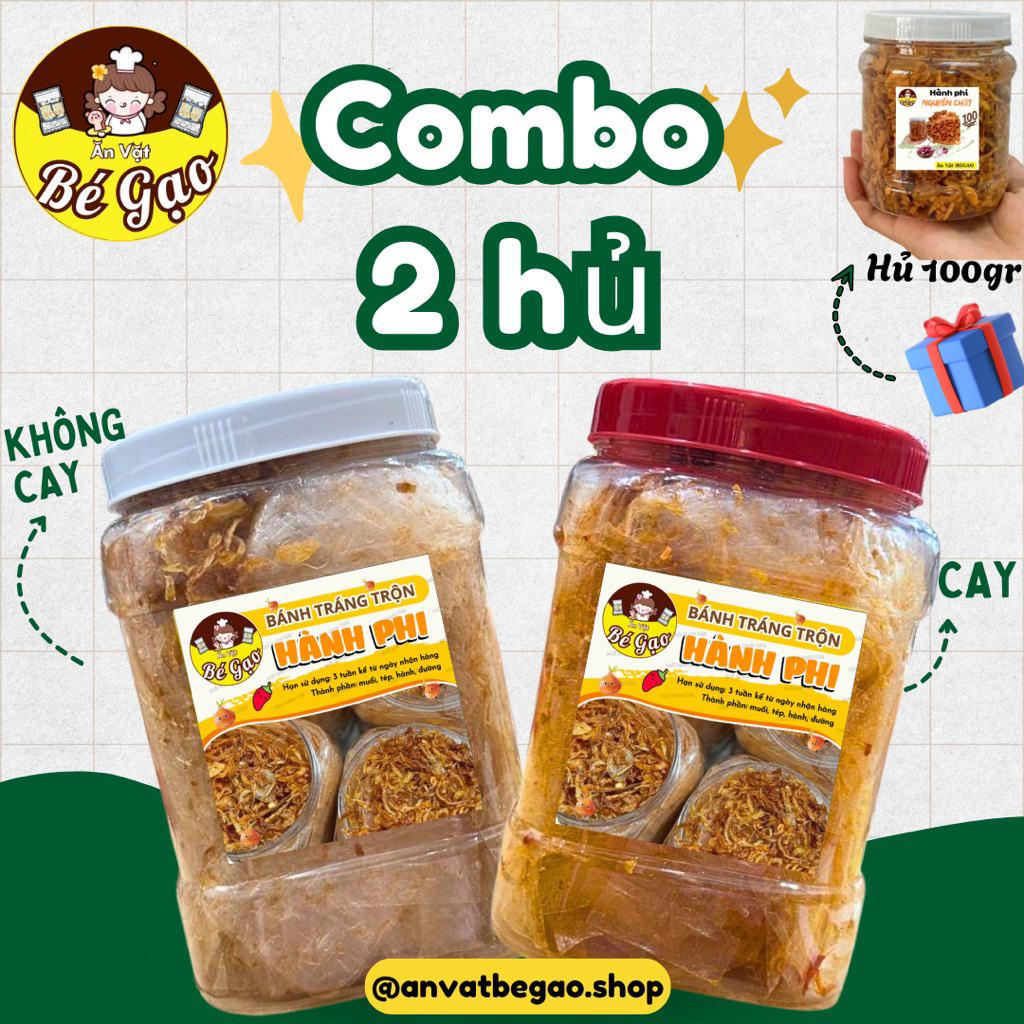 [COMBO 2 HỦ] Bánh Tráng Trộn Hành Phi TẶNG KÈM HÀNH PHI 100gr, BEGAO ...