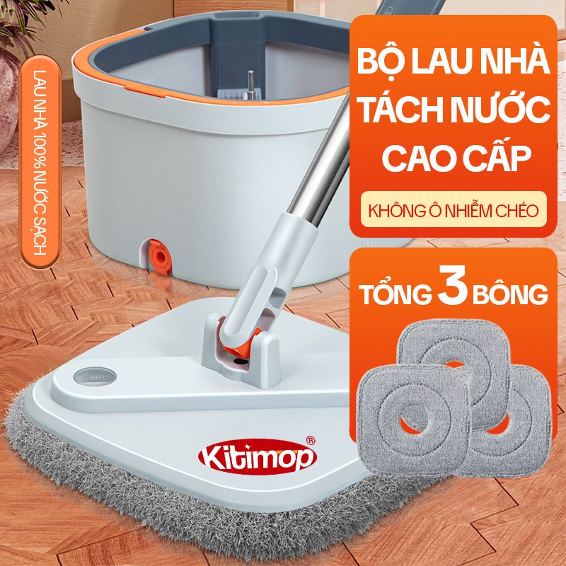 Bộ Cây Lau Nhà Tách Nước Bẩn KITIMOP N08 PRO, Thùng Lau Nhà Tự Vắt ...