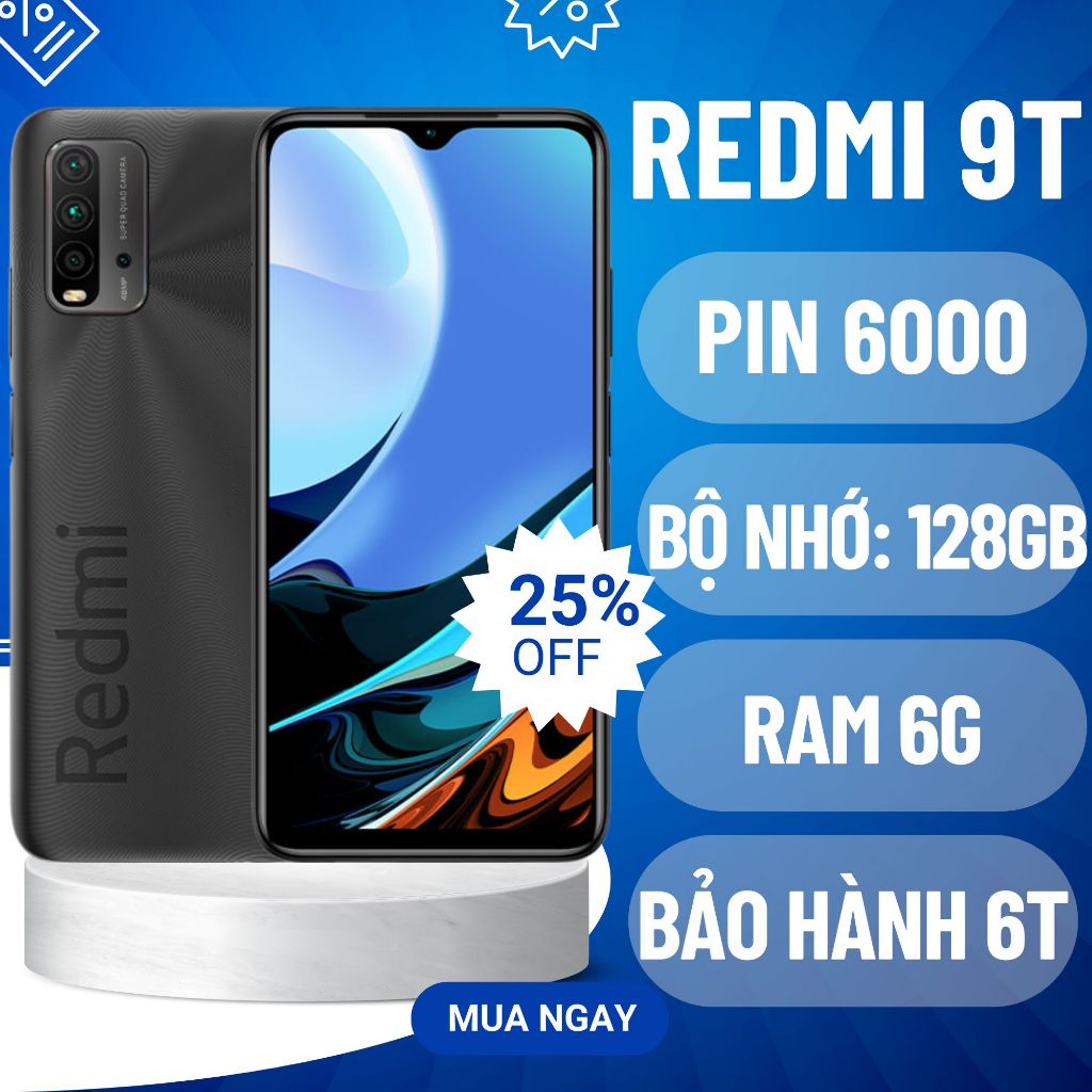 Điện thoại Redmi 9T Ram 6G/128gb pin 6000 điện thoại chính hãng, điện ...
