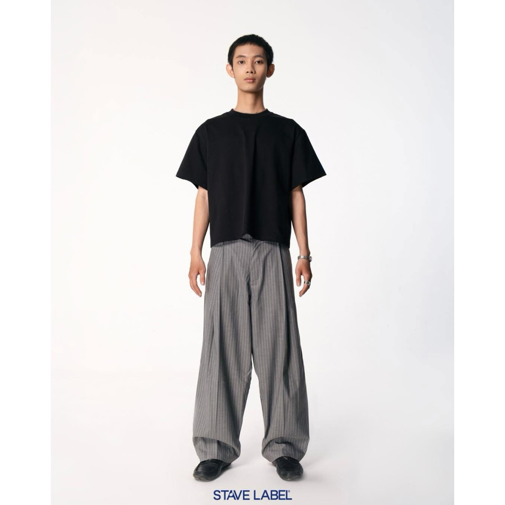 Quần Tây Dài STAVE LABEL Ống Rộng Xếp Ly | Sọc Si | Shopee Việt Nam