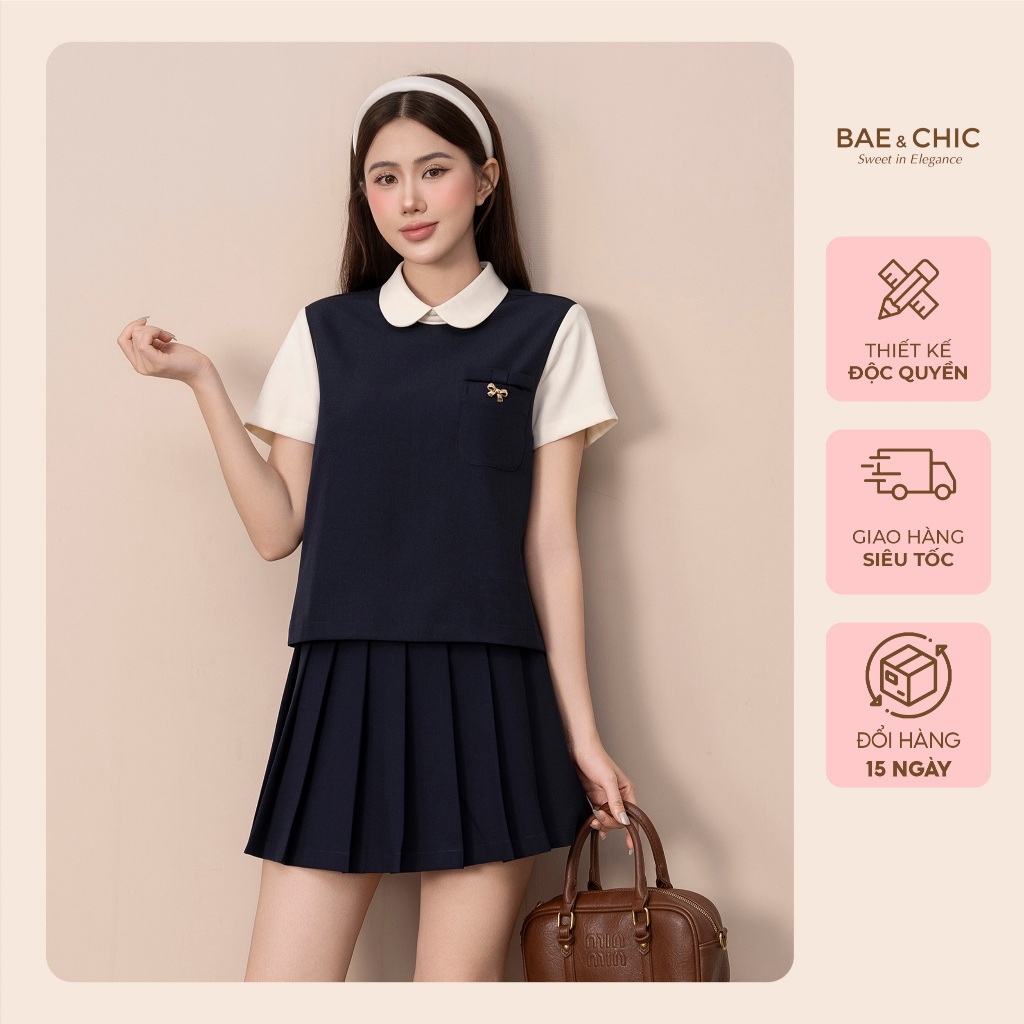 Áo Kiểu Nữ Bae Chic Áo Tiểu Thư Cổ Sen Tay Ngắn Hàn Quốc AB99 | Shopee Việt Nam