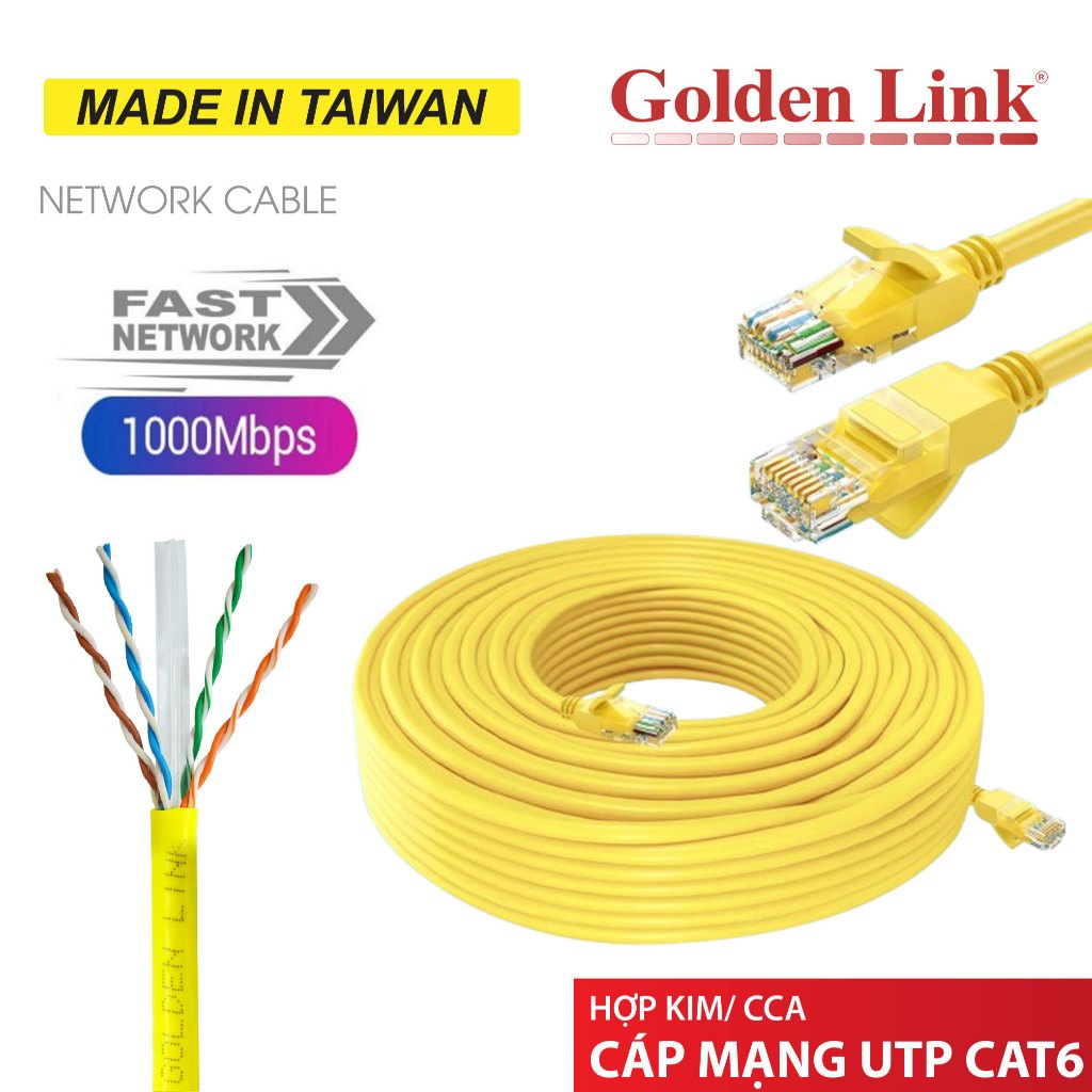 10m-50m Dây mạng Golden Link CAT6 UTP bấm sẵn 2 đầu - Cáp mạng, cáp lan ...