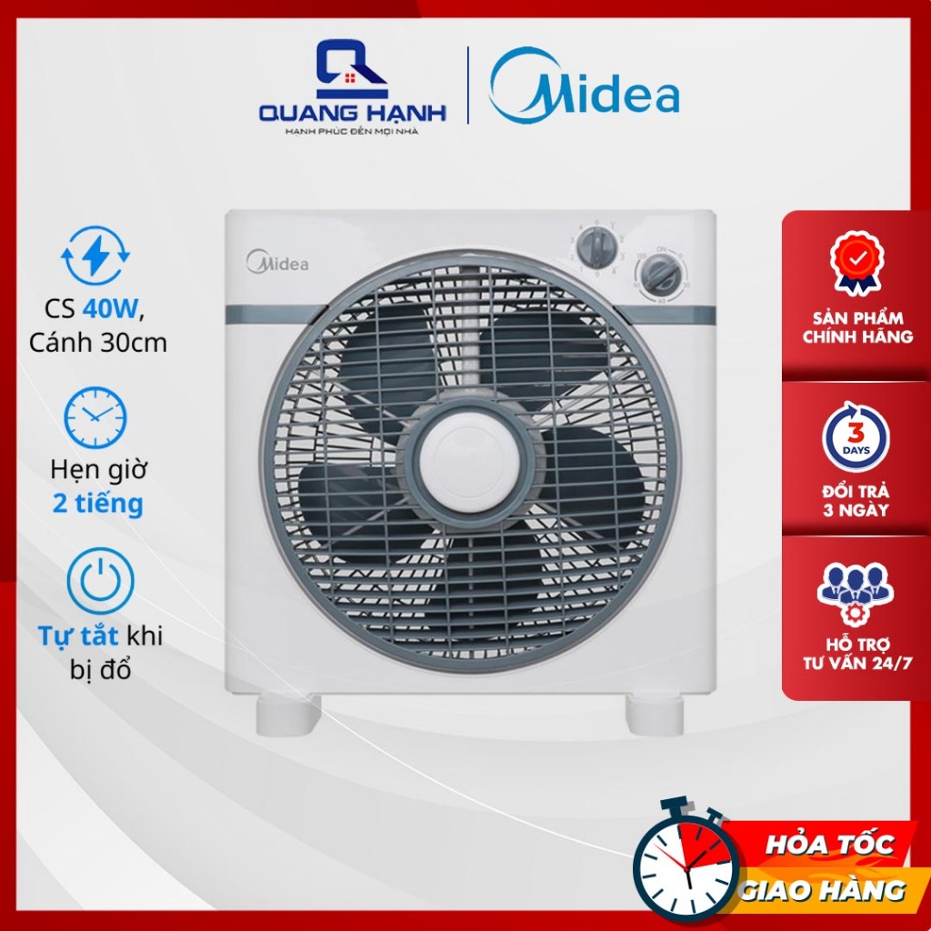 Quạt tản hộp Midea KYT30-15A, quạt bàn phòng ngủ 40W có hẹn giờ, bảo hành chính hãng | Shopee ...