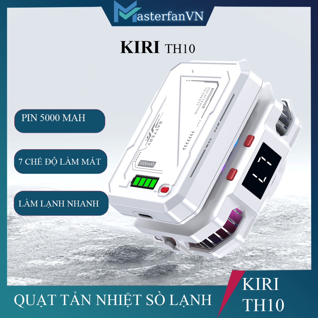 Quạt tản nhiệt Sò lạnh pin sạc Kiri TH10 - Dung lượng pin 5000maH ...
