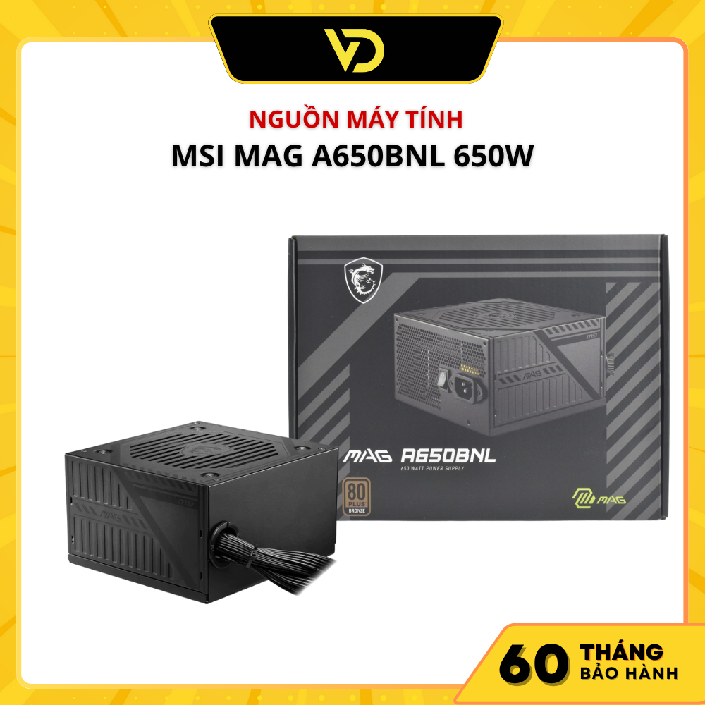 Nguồn máy tính MSI MAG A650BNL 650W 80 Plus Bronze - Bảo Hành Chính Hãng | Shopee Việt Nam