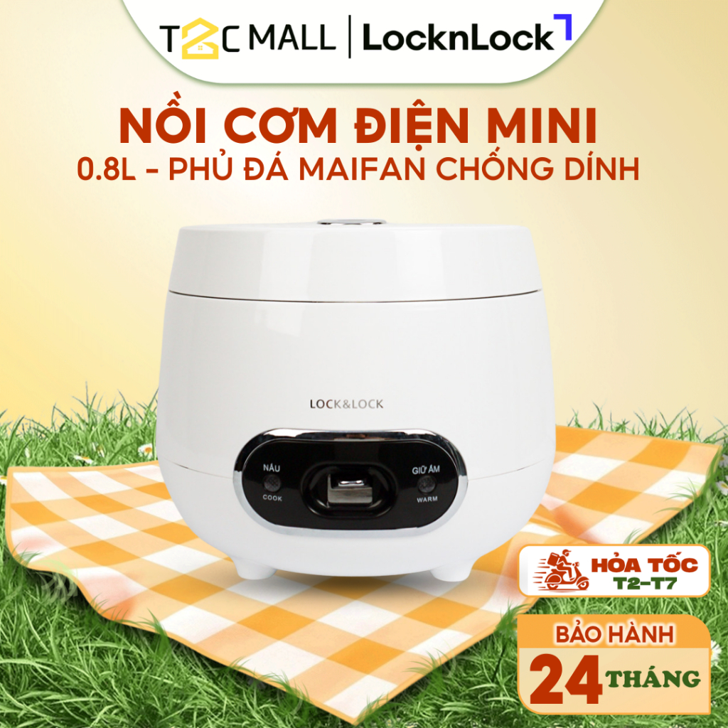 Nồi Cơm Điện Mini LocknLock 0.8L - Phủ Chống Dính Đá Maifan An Toàn Cho ...