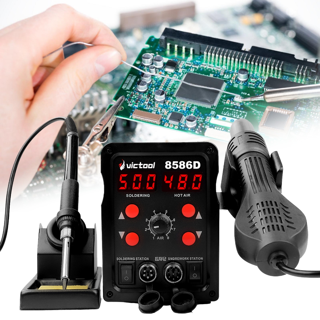 Máy khò nhiệt mỏ hàn thiếc 8586D 780W,máy khò trạm hàn điện 2 trong 1 ...