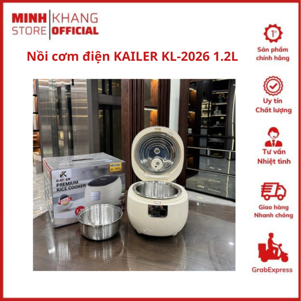 Nồi cơm điện KAILER KL-2026 1.2L – Nấu cơm tách đường, lòng inox 304, 9 ...