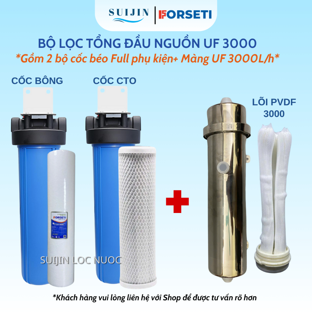 Bộ Lọc Nước Đầu Nguồn, Siêu Lọc UF 3000 Bao Gồm 2 Cốc Béo + Màng UF ...