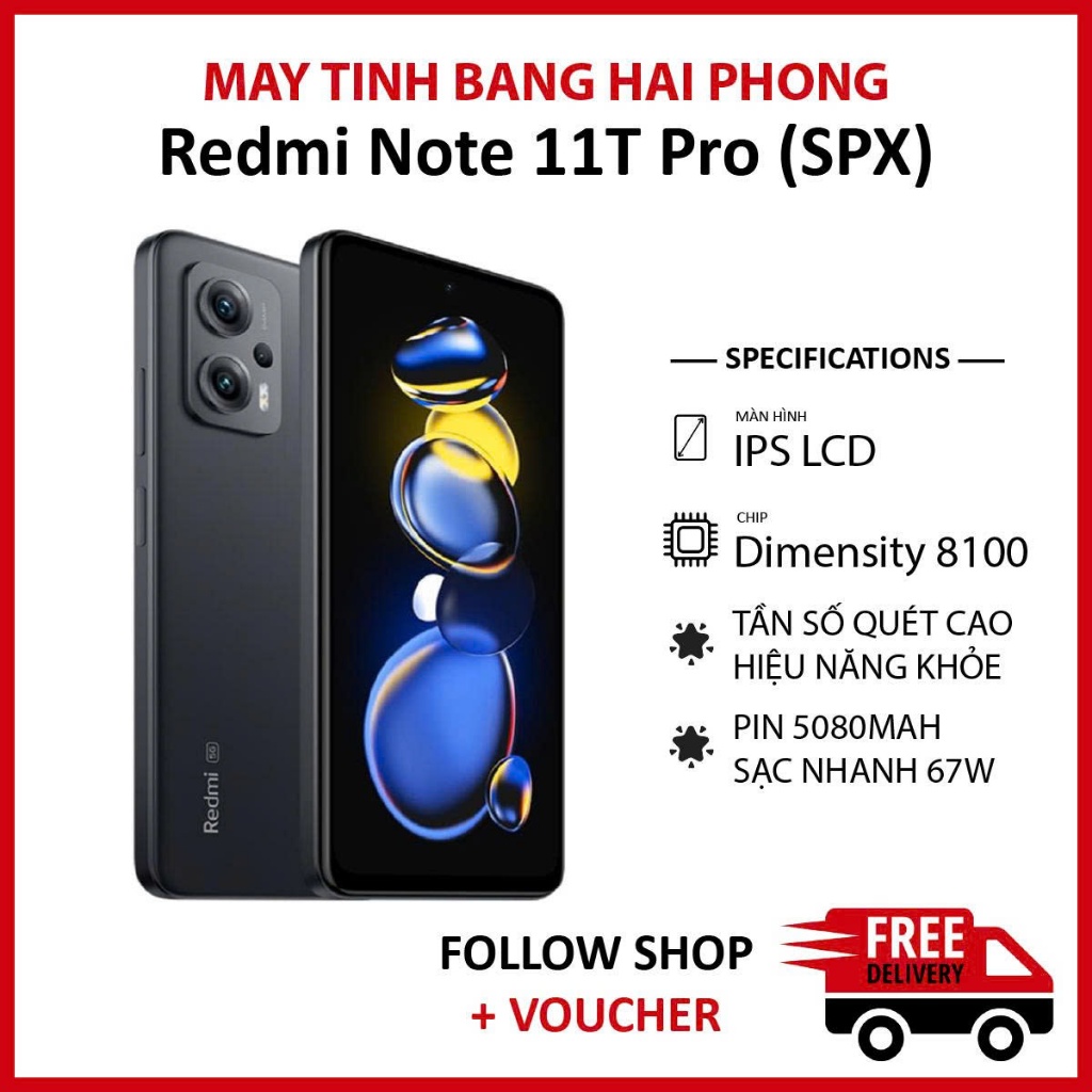 Điện thoại Redmi Note 11T Pro (SPX) RAM 8/256GB chip Dimensity 8100 màn ...