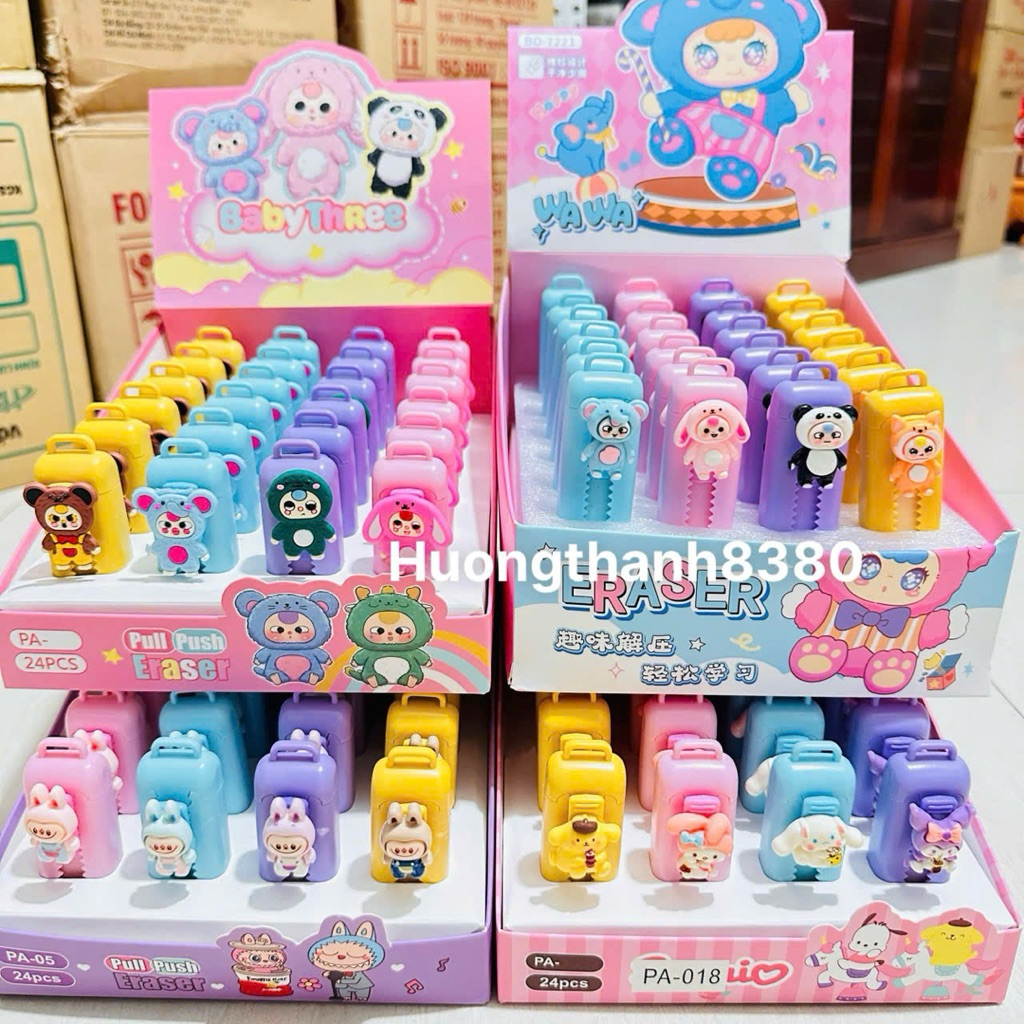 Hộp 24 Bút Tẩy, Gôm Tẩy Chì Capybara - Baby Three- Labubu(01 hộp ...
