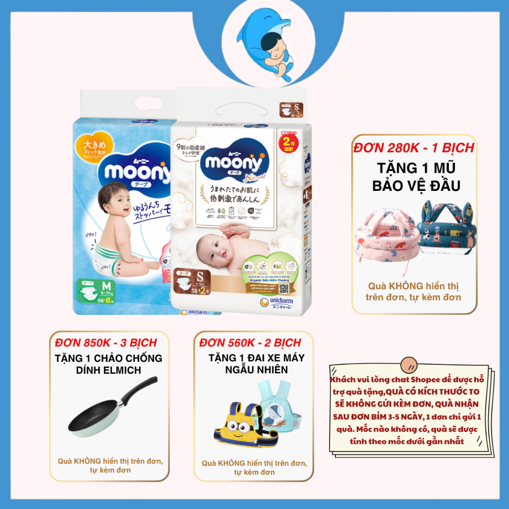 [SP có voucher Live X] Bỉm dán/quần Moony Natural/ Moony Blue siêu cao ...