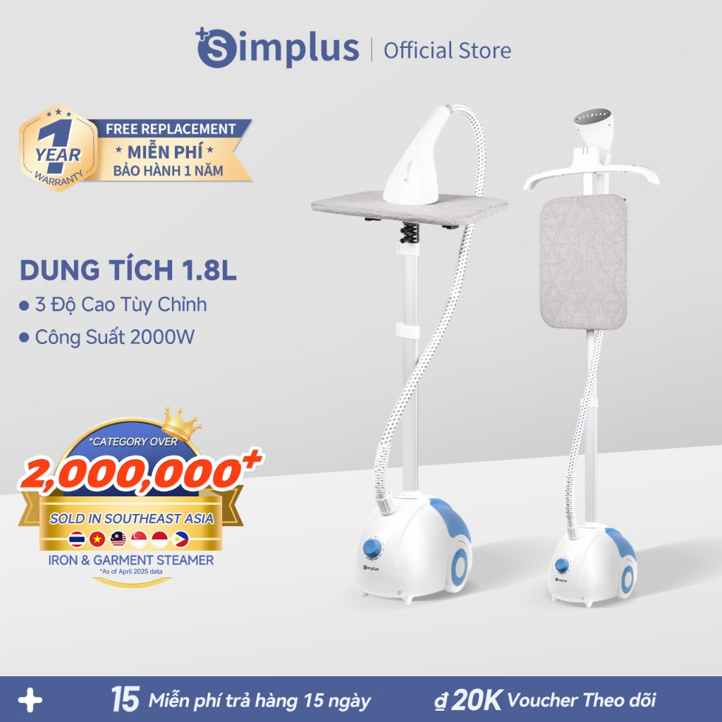 [25.7 LIVE] Bàn ủi hơi nước đứng Simplus 2000W là phẳng tiện lợi GTJH014 -Bảo Hành 1 Năm 1 Đổi 1 ...