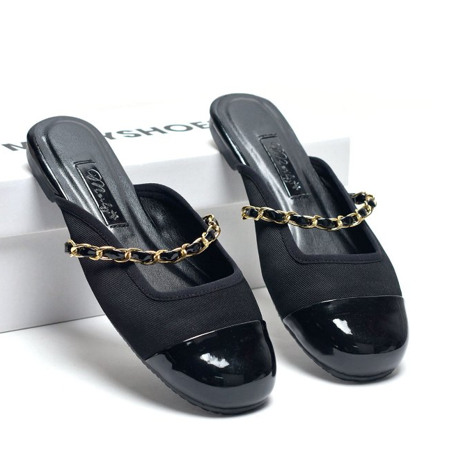 Giày Sục Nữ Quai Ngang Xích Mũi Tròn Merly 1589 Bigsize 35-43, Giày Búp ...