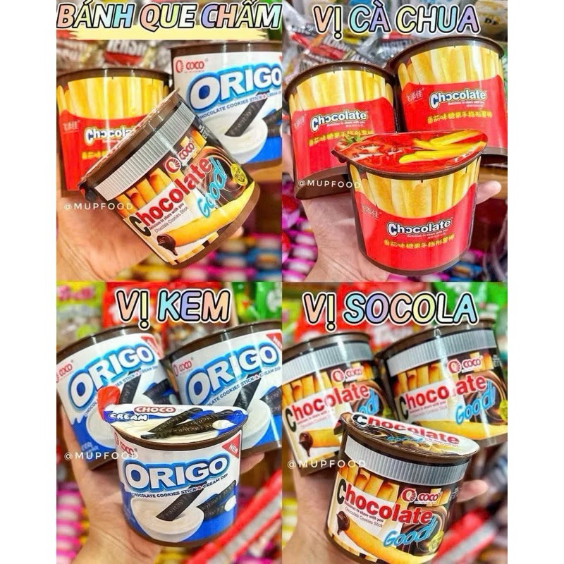 Bánh quy chấm Coco, bánh que nhúng sốt socola, kem sữa, bao ngon (hộp ...