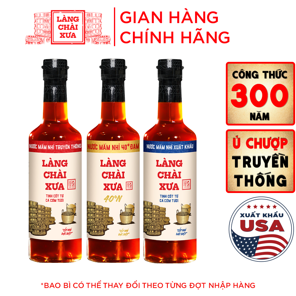 [Combo 3 chai XANH ĐỎ VÀNG] Nước mắm nhỉ Làng Chài Xưa xanh xuất khẩu, đỏ đậm đà, vàng sánh đặc ...