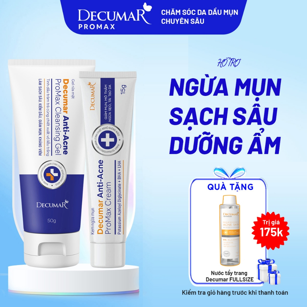 Bộ đôi giảm mụn thế hệ mới Decumar Promax giúp sạch sâu, giảm mụn sau ...