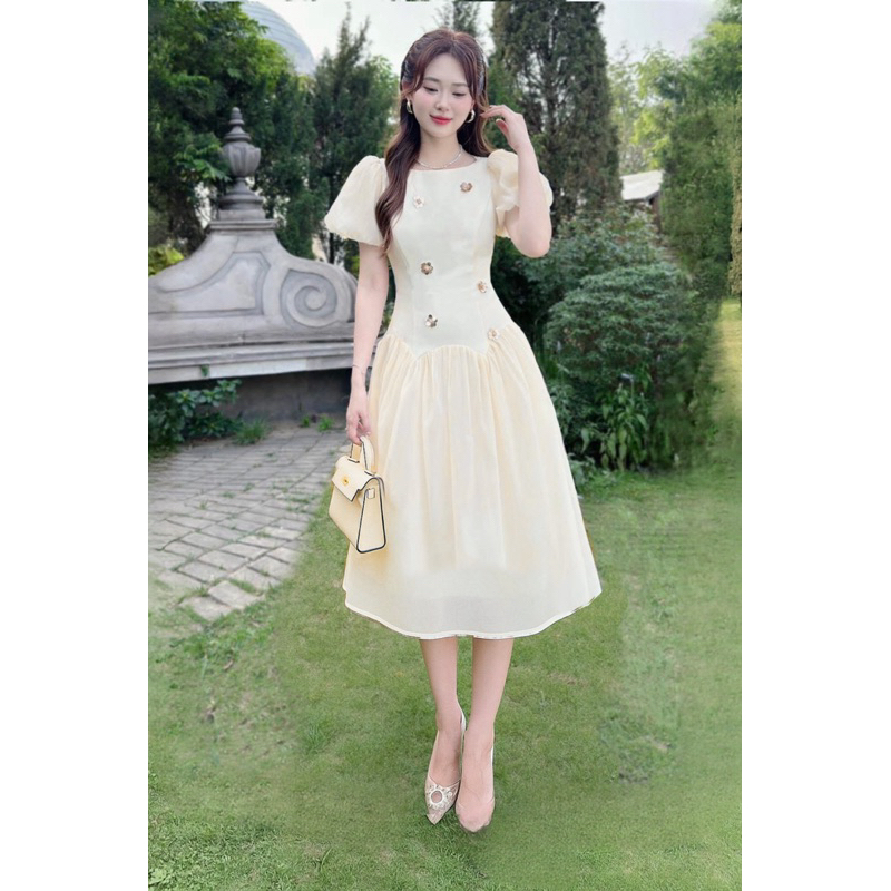 Đầm dự tiệc tay bồng tafta phối tơ sang trọng SIQUIN DRESS | Shopee ...