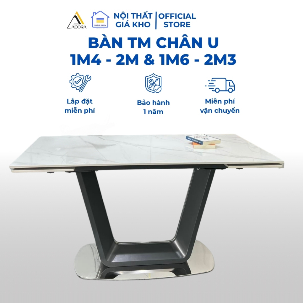 Bàn ăn thông minh mở rộng Adora mặt đá ceramic – chân U sang trọng ...