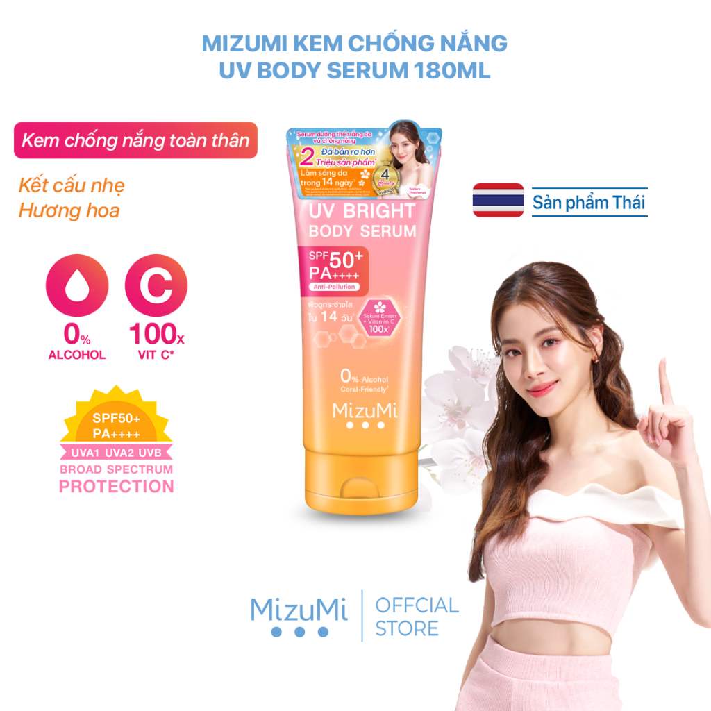 Combo 2 Kem Chống Nắng MizuMi Body Serum 180ml/ UV Cooling Body Serum 165ml/ Nâng Tone Beige ...