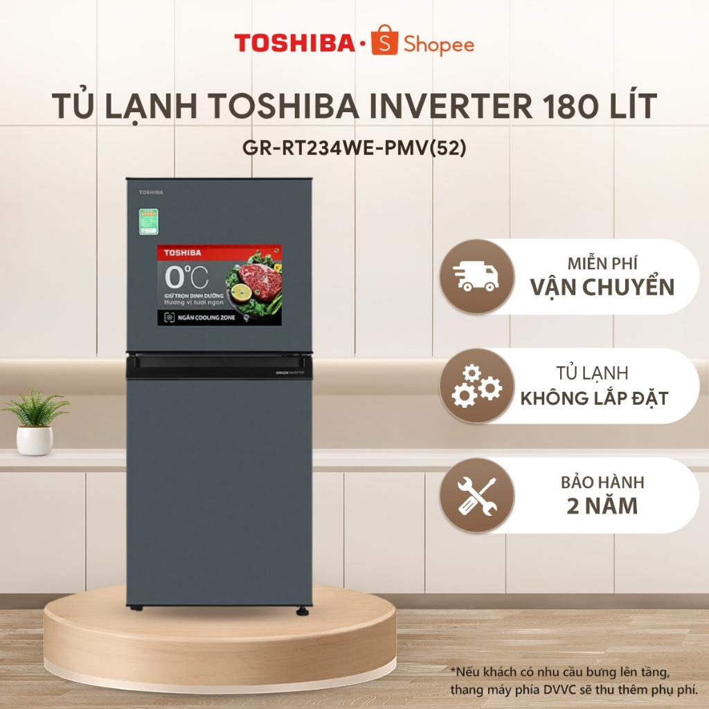 [Freeship HCM] Tủ lạnh Toshiba Inverter 180 lít GR-RT234WE-PMV(52) - Bảo hành chính hãng 24 ...
