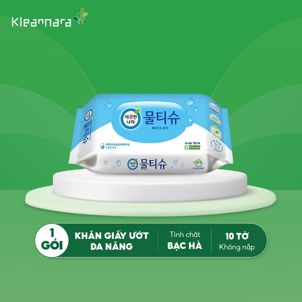 Khăn giấy ướt đa năng Kleannara Hàn Quốc tinh chất bạc hà 10 tờ / 30 tờ ...