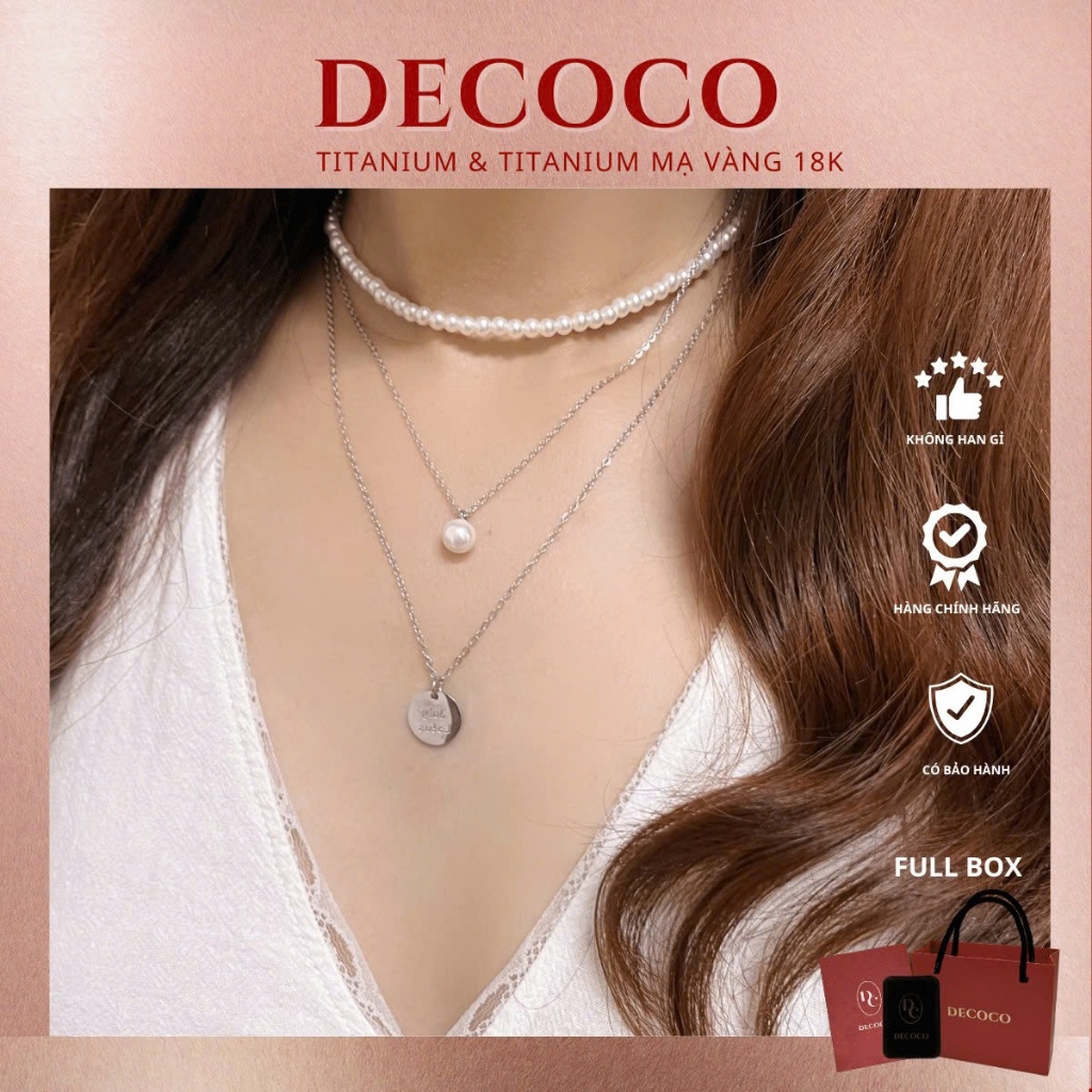 Vòng cổ SUMMER VIBE layer tháng sinh titan không han gỉ mix ngọc trai ...