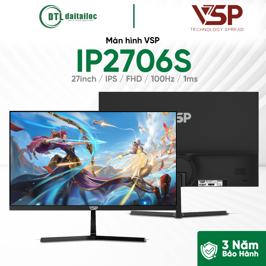 Màn hình VSP IP2706S 27inch IPS FHD 100Hz 1ms | Chính Hãng | Bảo Hành 2 Năm | Shopee Việt Nam