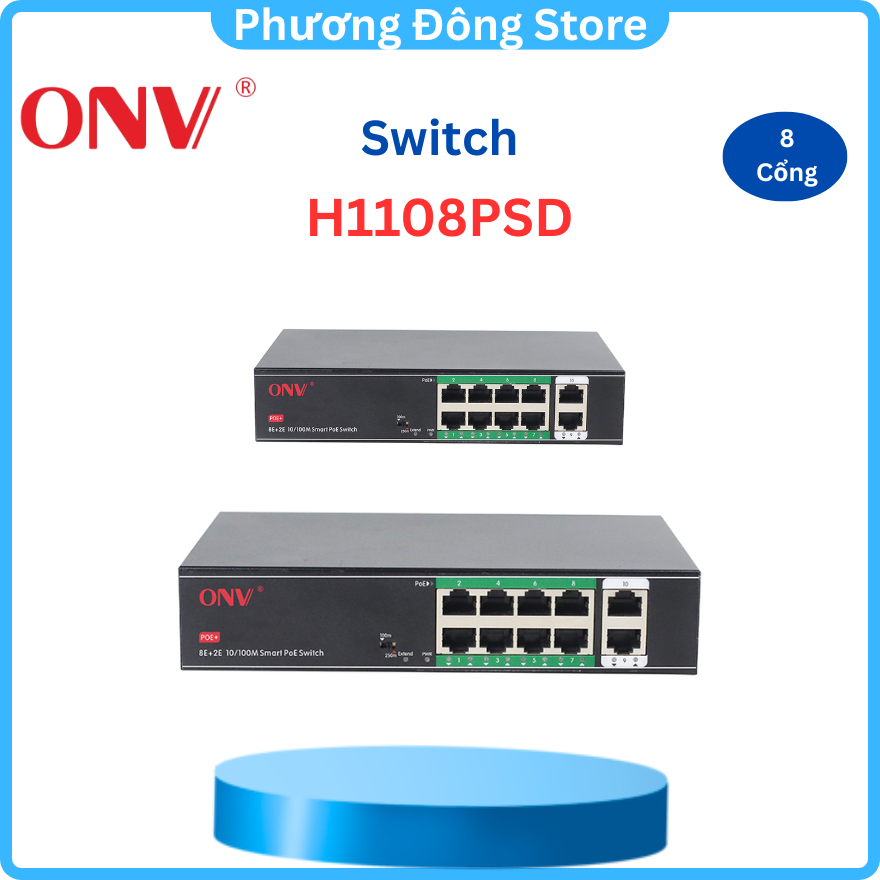 Bộ chia mạng Switch POE ONV 8 cổng + 2 Uplink dùng cho camera IP ...